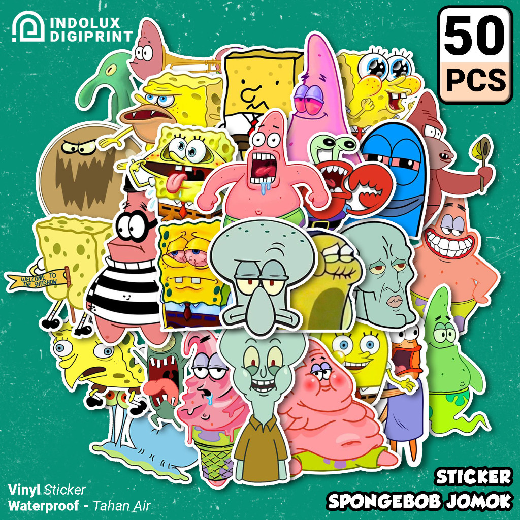 Jual Sticker Sponge Bob 50 Pcs Meme Pack Stiker Jomok Squidward Patrick ...