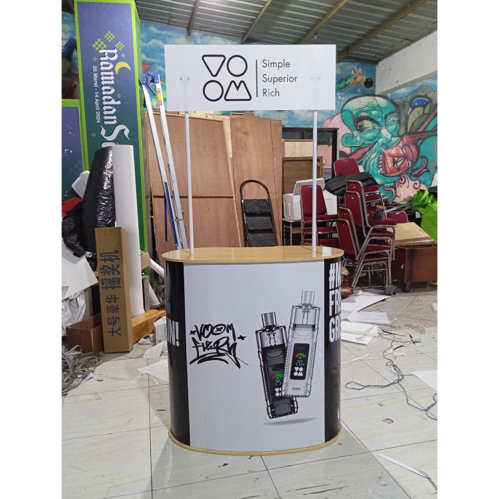 Jual Meja pameran Custom Full Printing / polycounter Custom / POLY ...