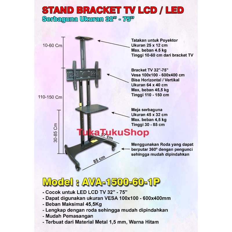 Jual Stand Bracket TV Bracket TV Berdiri 32Inch-75Inch | Shopee Indonesia