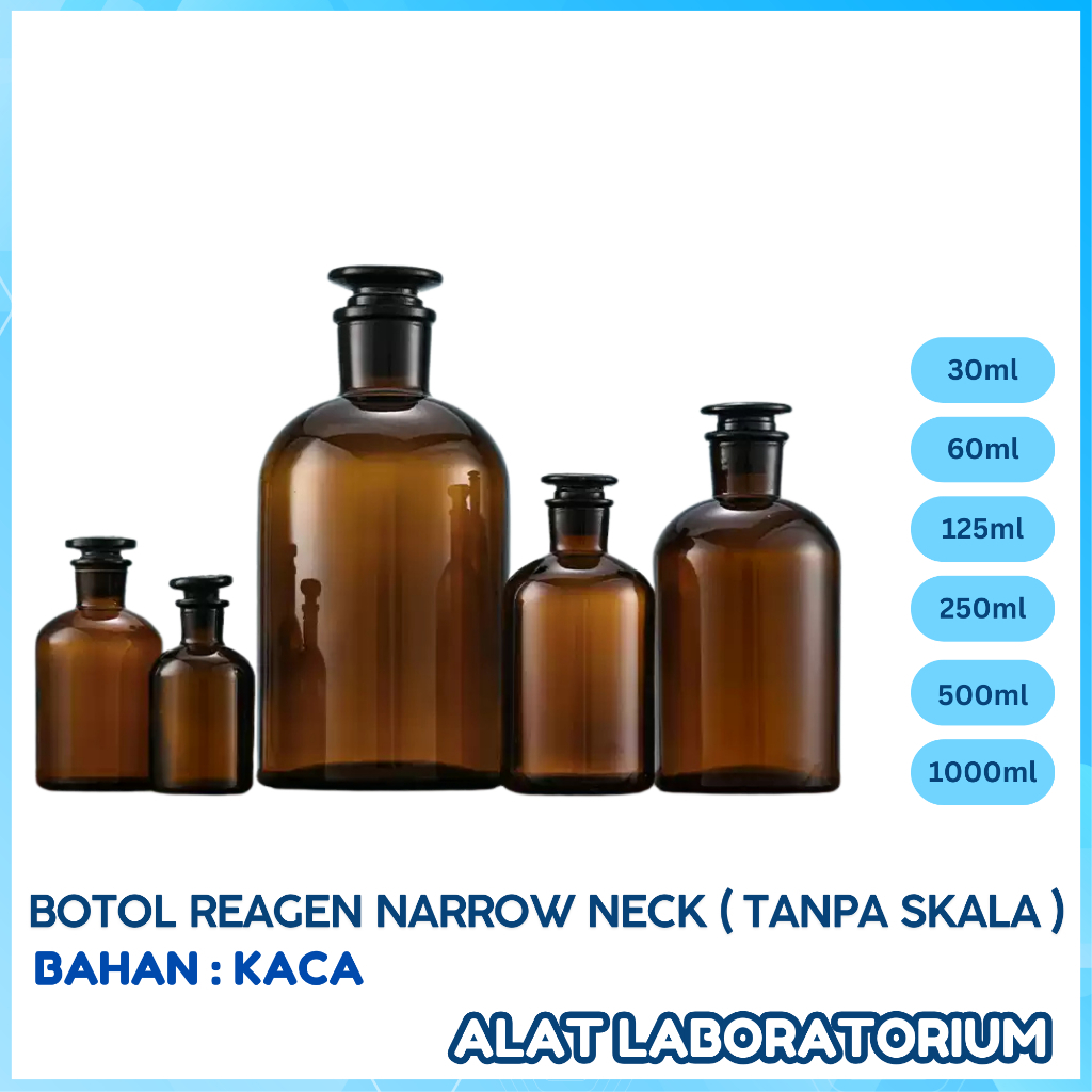 Jual BOTOL REAGEN KACA TANPA SKALA ( NARROW NECK ) - AMBER 125 ml | Shopee Indonesia