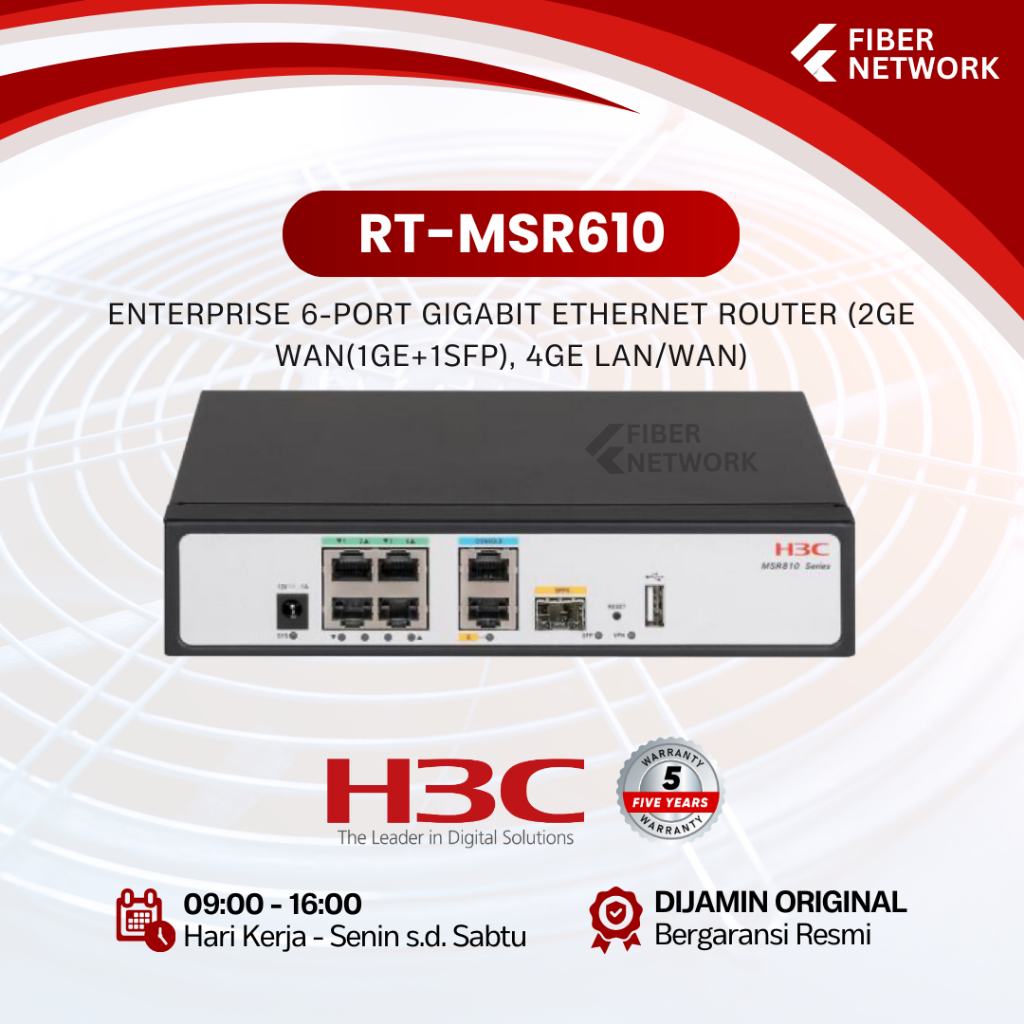 Jual H3C MSR610 RT-MSR610 Enterprise 6-Port Gigabit Ethernet Router(2GE WAN(1GE+1SFP) | Shopee ...
