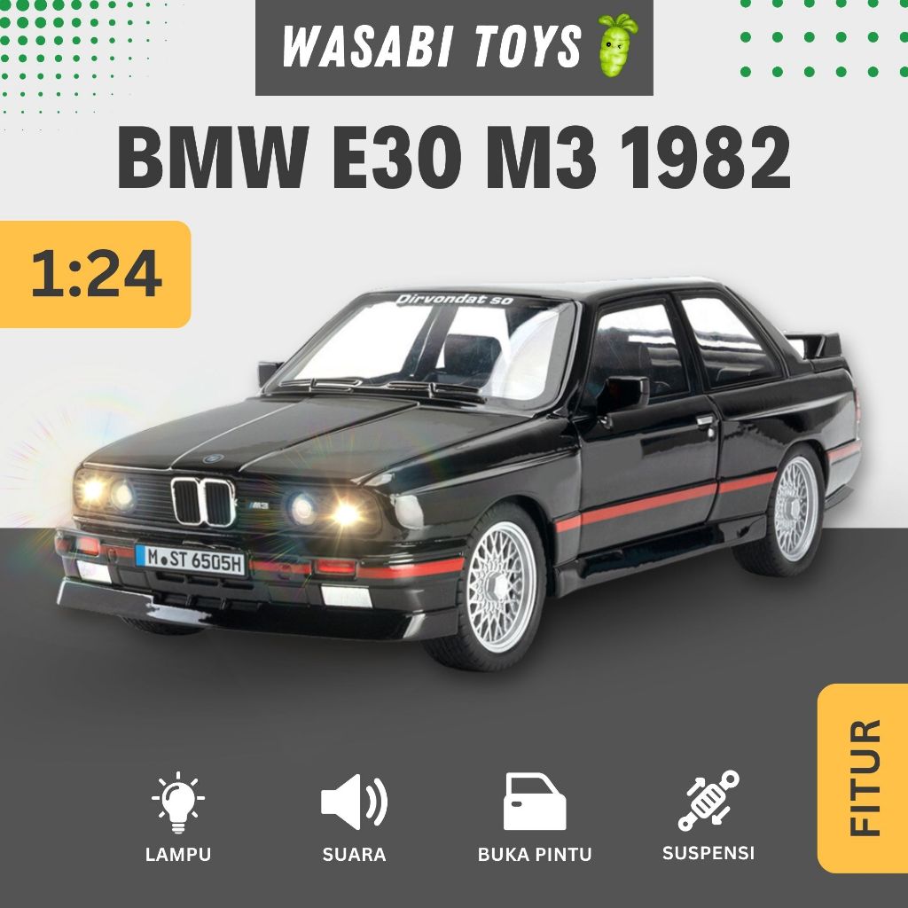 Jual Diecast 1:24 BMW E30 M3 1982 1994 Miniatur Mobil (Dengan Lampu, Suara, Klakson, Suspensi ...