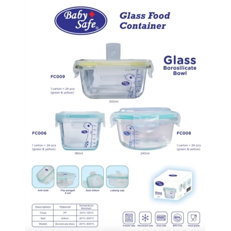 Jual Baby Safe wadah mpasi kaca glass food container kotak tempat makan ...