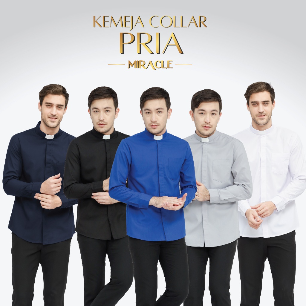 Jual Pendeta - Kemeja Collar Pria Panjang Polos - Jos Miracle Bandung ...