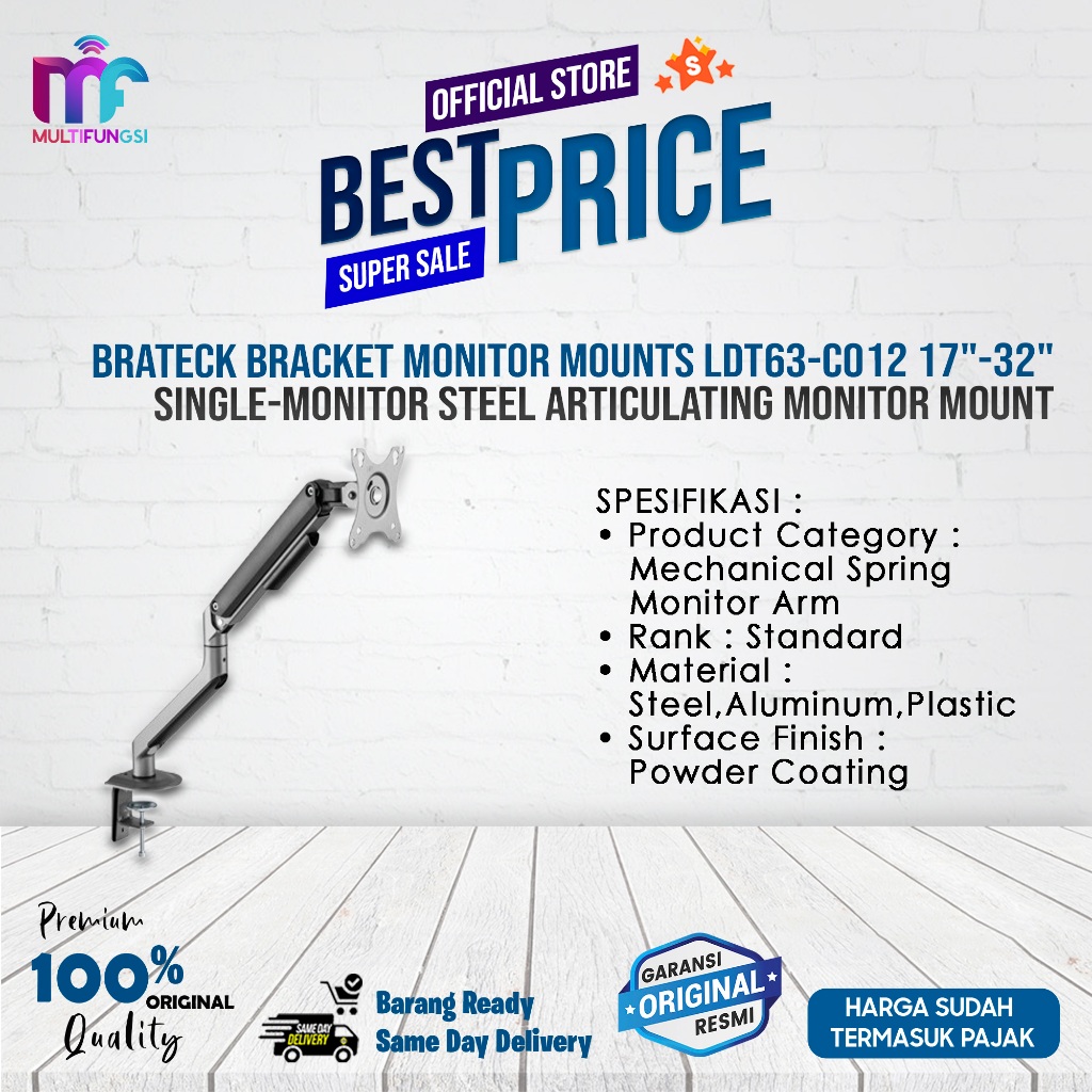 Jual Brateck Bracket Monitor Mounts LDT63-C012 17"-32" Single-Monitor ...