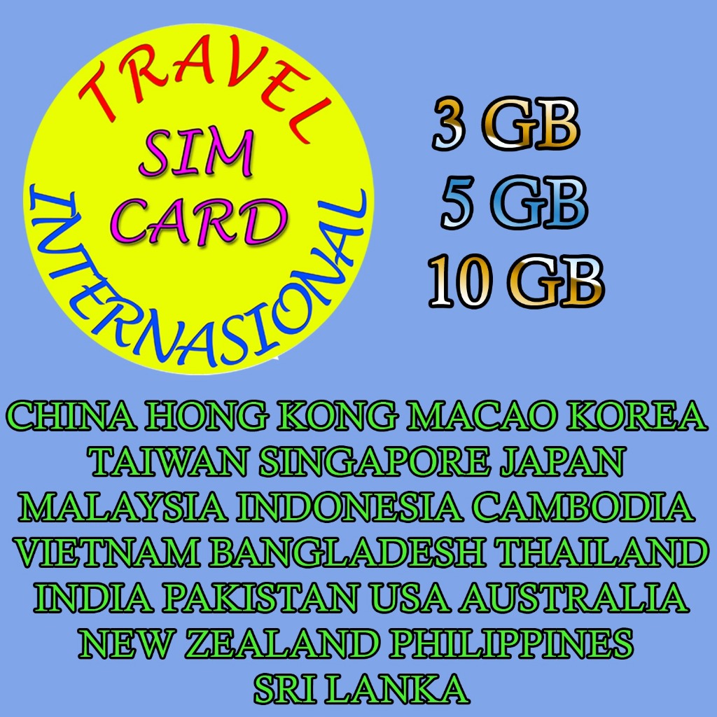 Jual 3, 5, 10 GB 5, 10, 30 DAYS OVERSEAS SIMCARD SIM CARD INTERNET ...