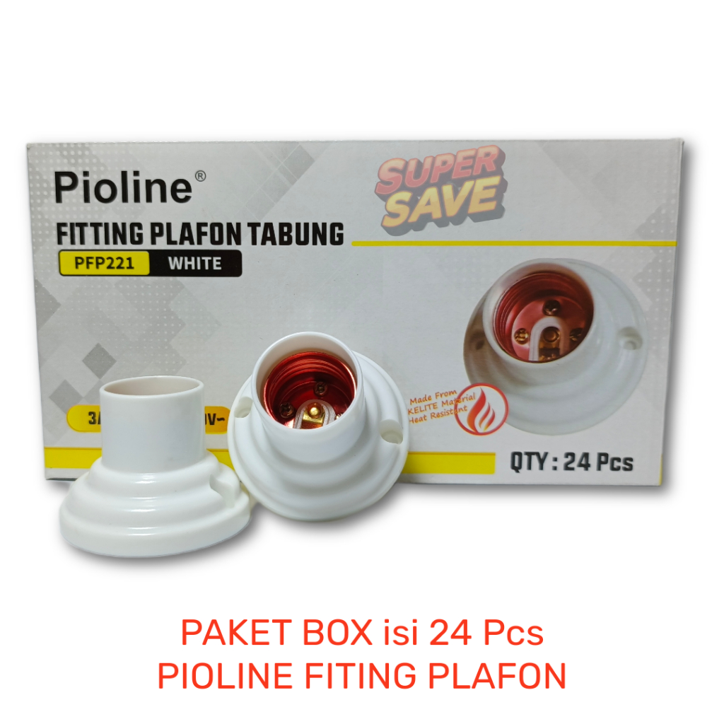 Jual Paket BOX isi 24 Pcs PIOLINE Fitting Lampu Plafon E27 Putih | Shopee Indonesia