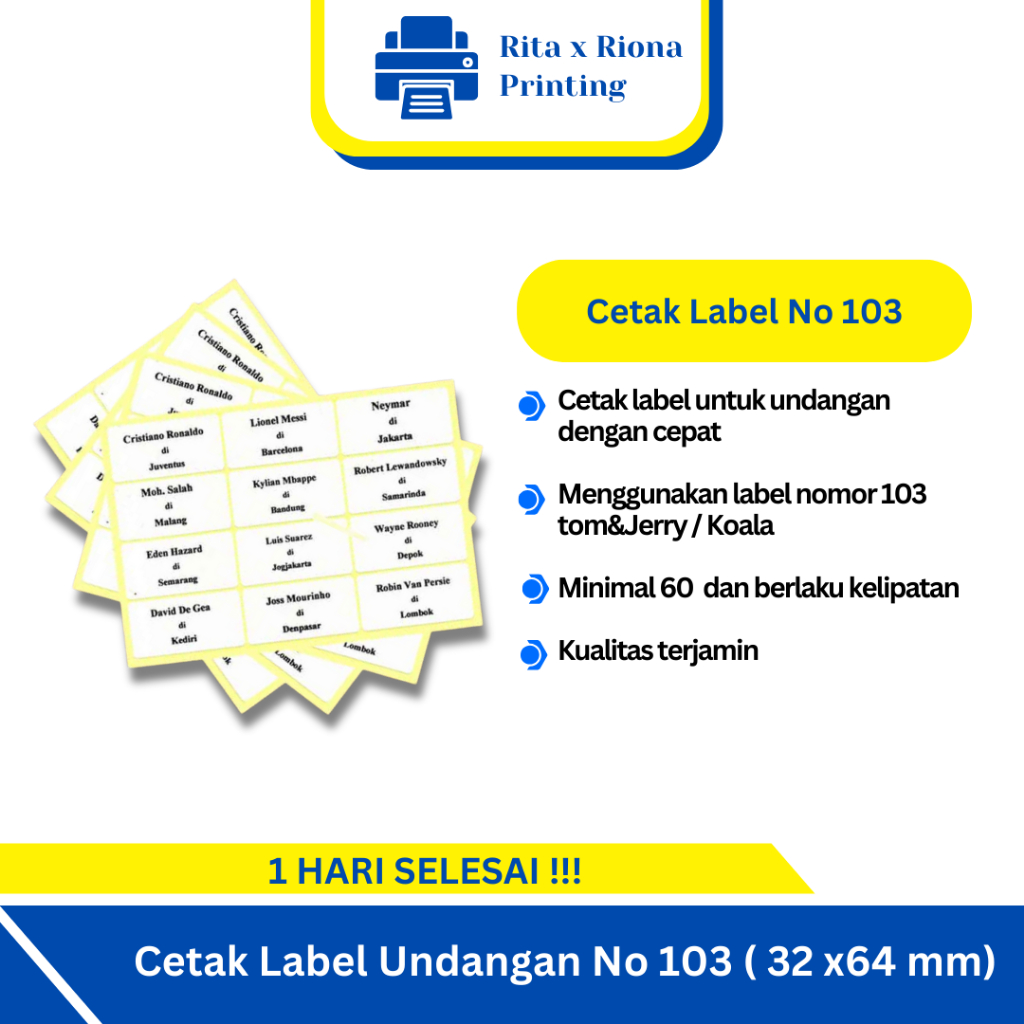 Jual Cetak Label Undangan No 103 - 60 Pcs | Shopee Indonesia