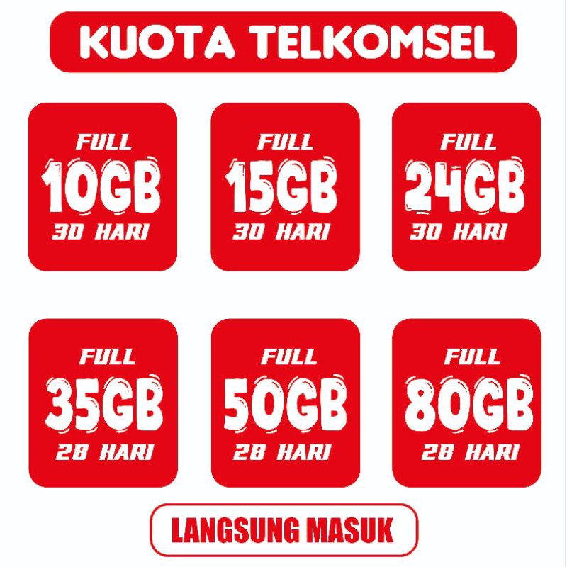 Jual Kuota Besar Telkomsel Full 20GB, 35GB, 50GB, 80GB | Shopee Indonesia