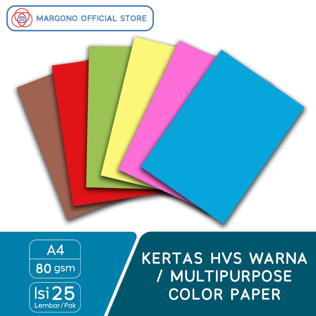 Jual [25 lembar, 80 gsm] Margono Kertas HVS Warna Premium A4 / Color ...