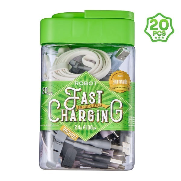 Jual Kabel data USB Toples ROBOT RGC 100 Type C Usb 2.4A 100cm data ...