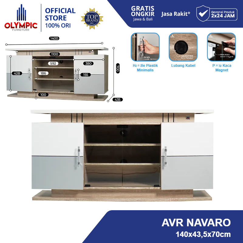 Jual Olympic Meja TV Series Audio Visual Rack / Rak TV / AVR NAVARO ...