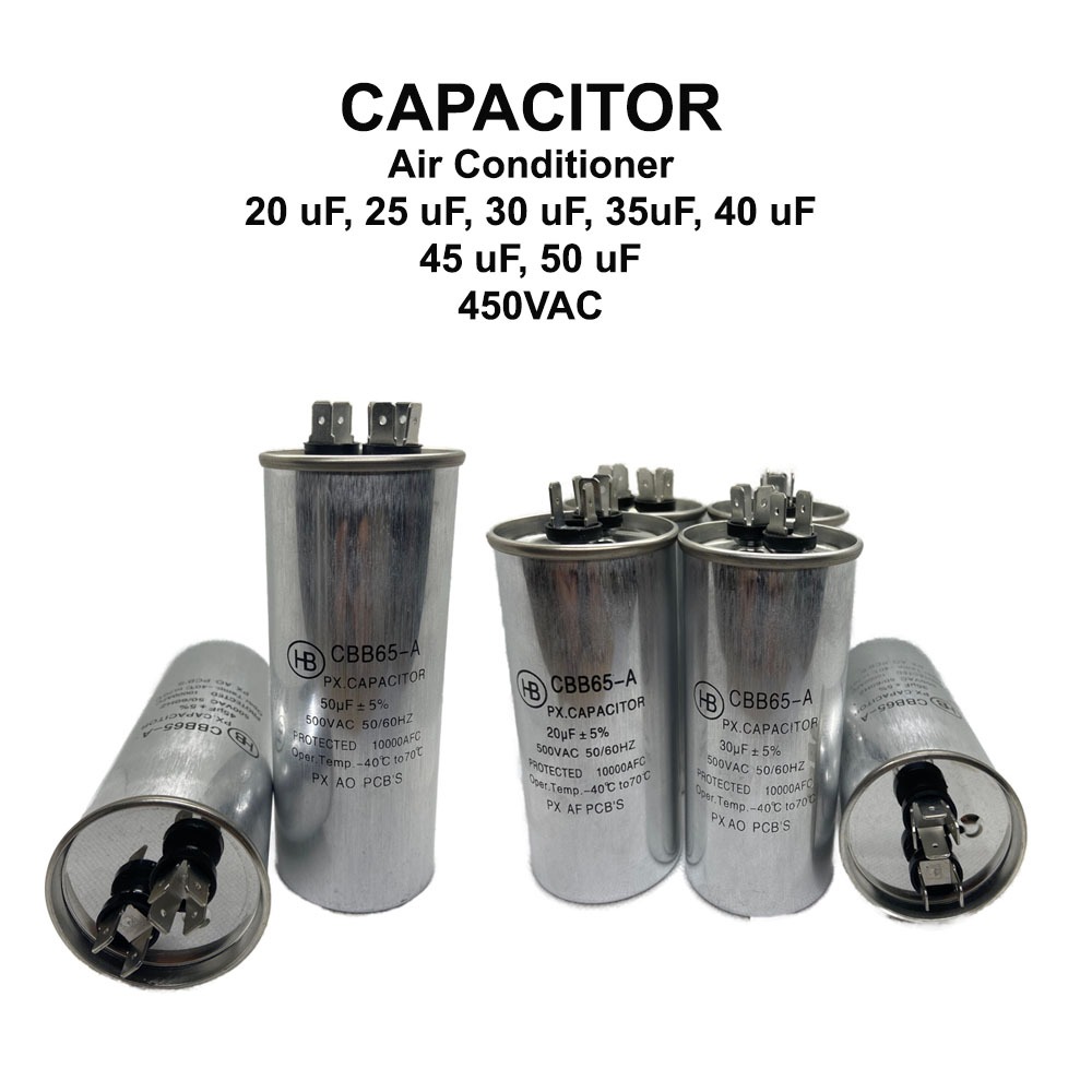 Jual CBB65-A Capacitor 450V AC Mikro 20 uF, 25 uF, 30 uF, 35 uF, 40 uF ...