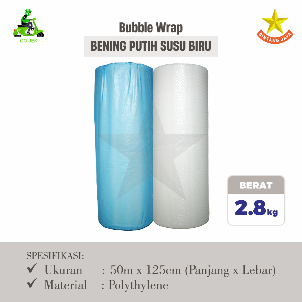 Jual Bubble Putih Susu Biru 50 meter x 125 cm Tebal Jogja Bubble 50m x ...