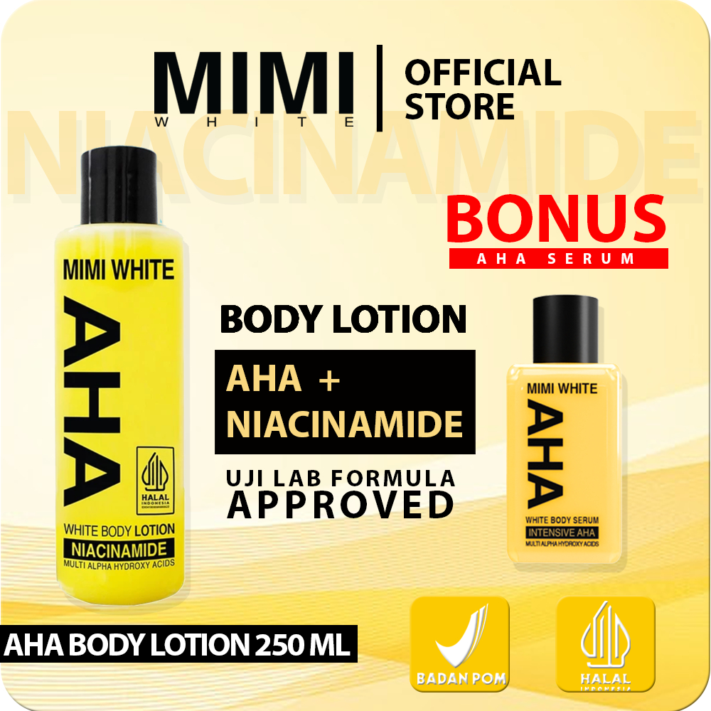 Jual MIMI WHITE AHA Body Lotion 250 ml Free Serum 30 ml | Shopee Indonesia