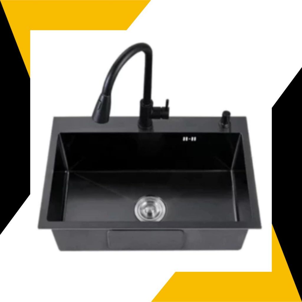 Jual Paket Kitchen Sink 60X45 Hitam Bak cuci piring Hitam Stainless SUS ...