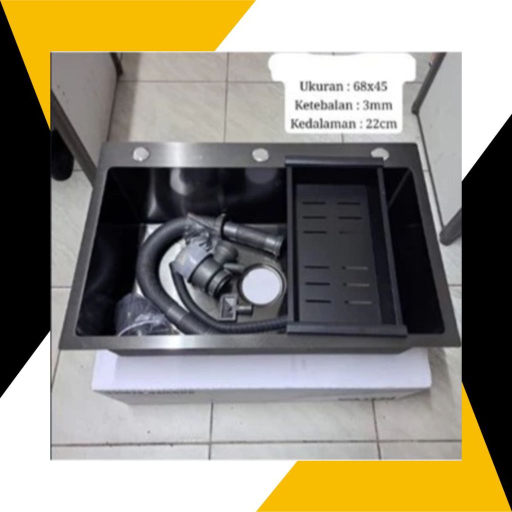 Jual Kitchen sink 68 x 45 cm komplit Awet/ wastafel cuci piring 6845 cm ...