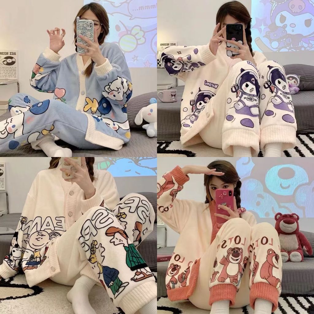 Jual Piyama bulu Pakaian Tidur Wanita Motif Karakter Kartun Cinnamoroll ...