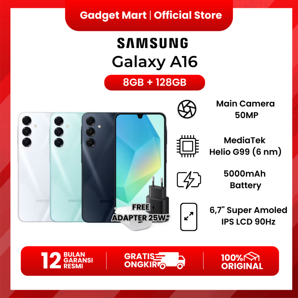Jual Samsung Galaxy A16 8/128GB - Garansi Resmi | Shopee Indonesia