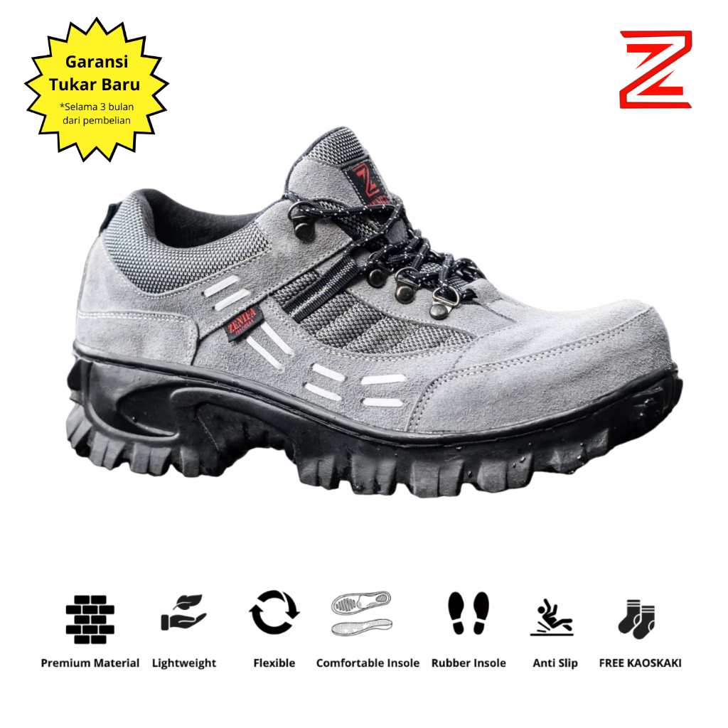 Jual Zenifa Thunder Gray - Sepatu Boots Pria Zenifa Buldozer Safety ...