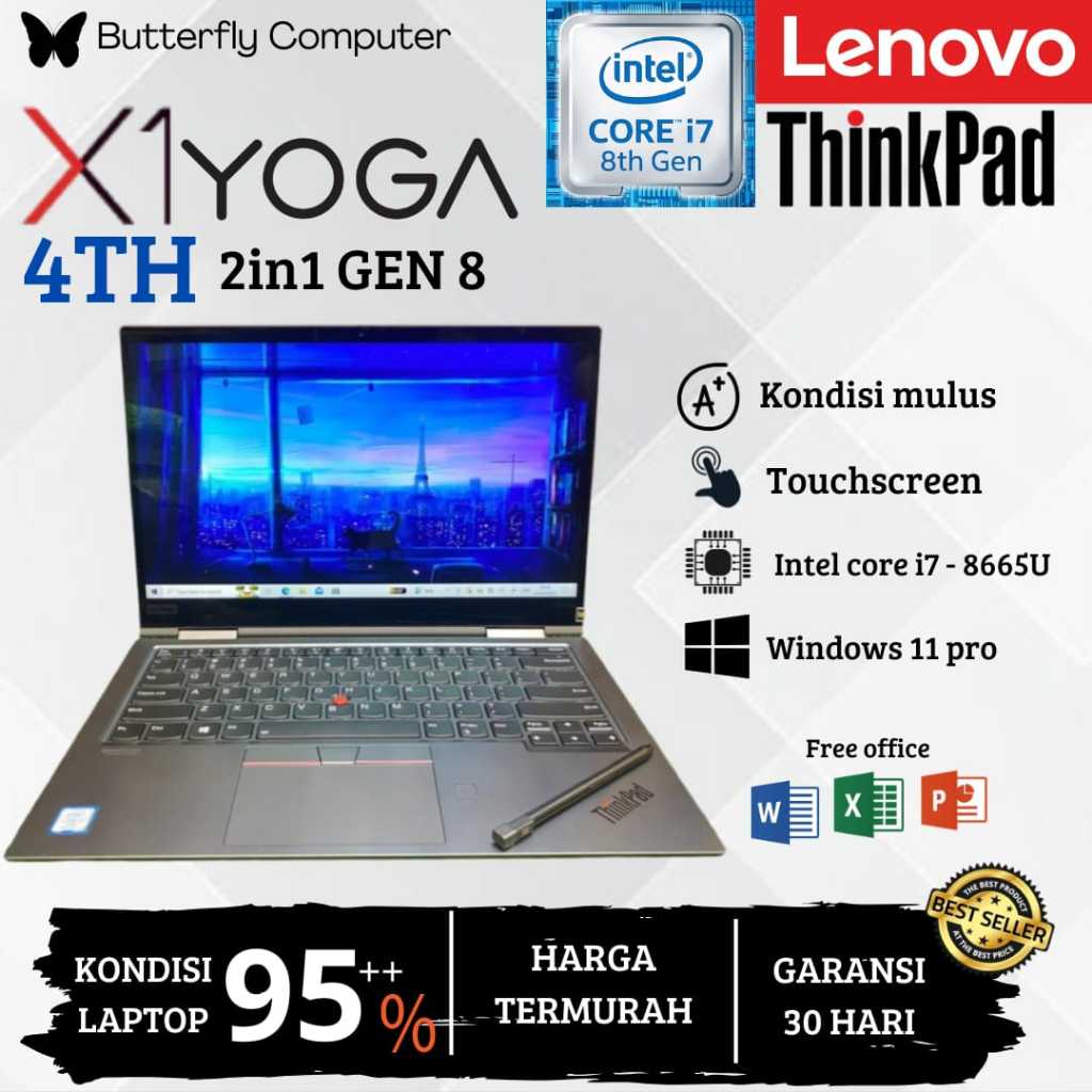 Jual Laptop 2 in 1 Lenovo ThinkPad X1 Yoga 4th Core i7 Gen 8 - RAM 16GB - SSD 1TB - 14 inch ...