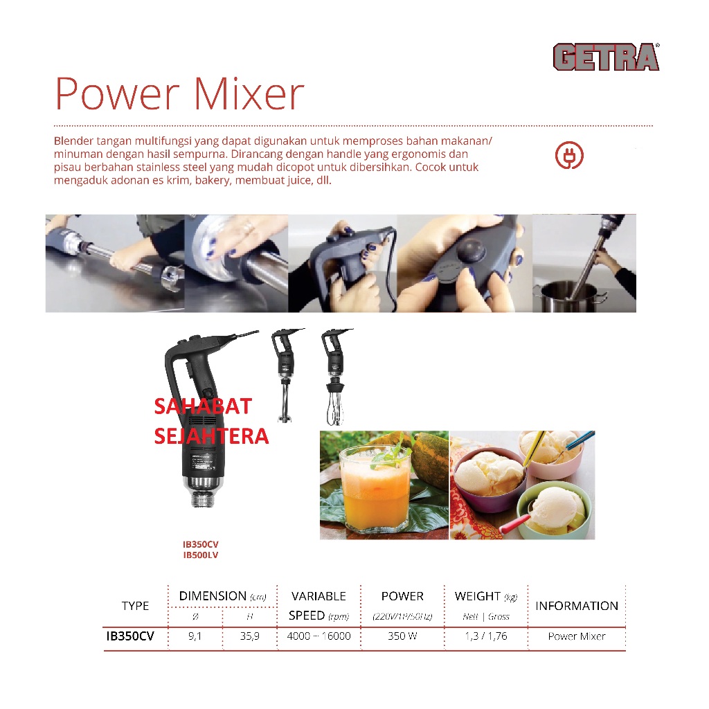 Jual GETRA Power Mixer IB350CV Gagang Blender Tangan Multifungsi ...