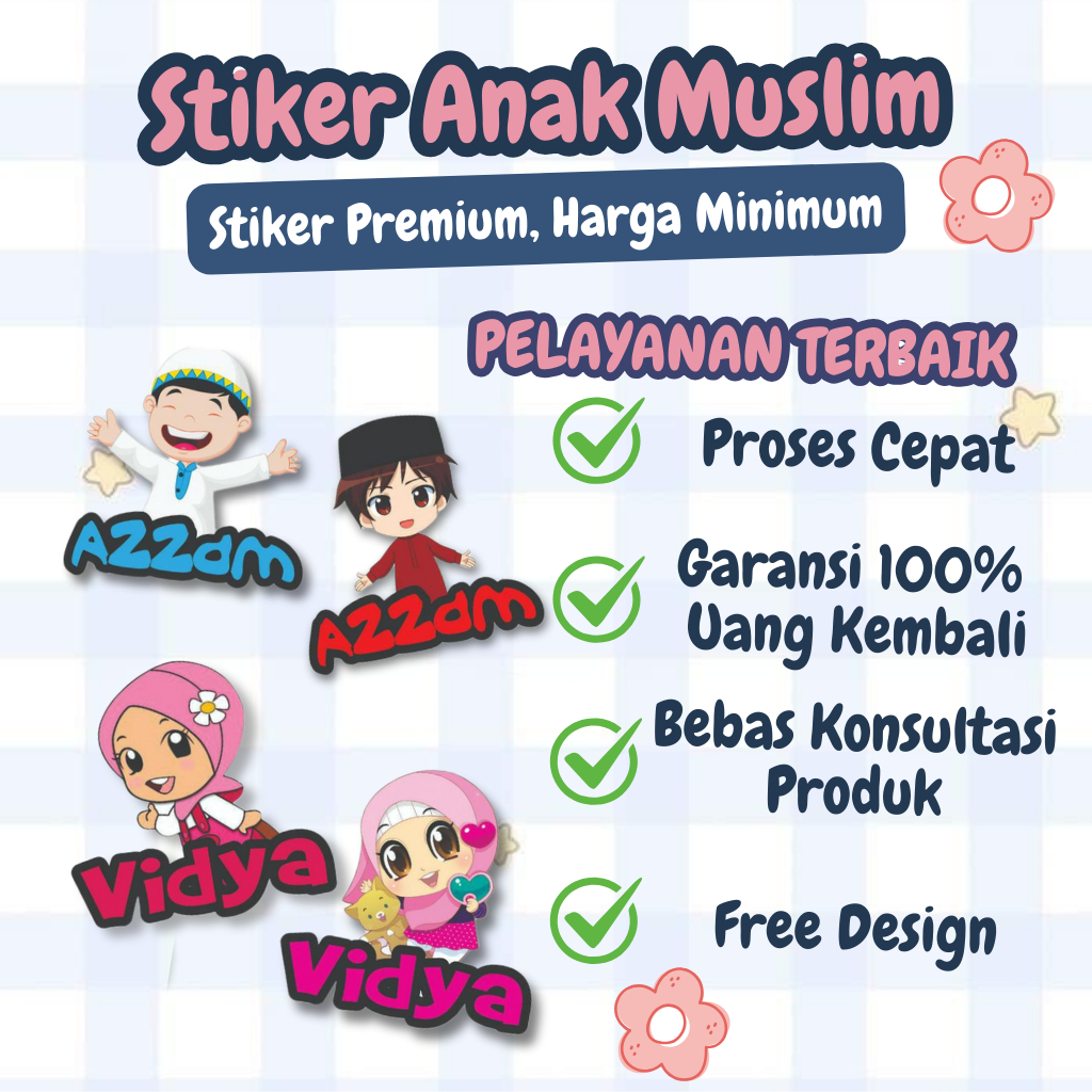 Jual Stiker Nama Sticker Nama Sticker Label Nama Custom Karakter Muslim ...