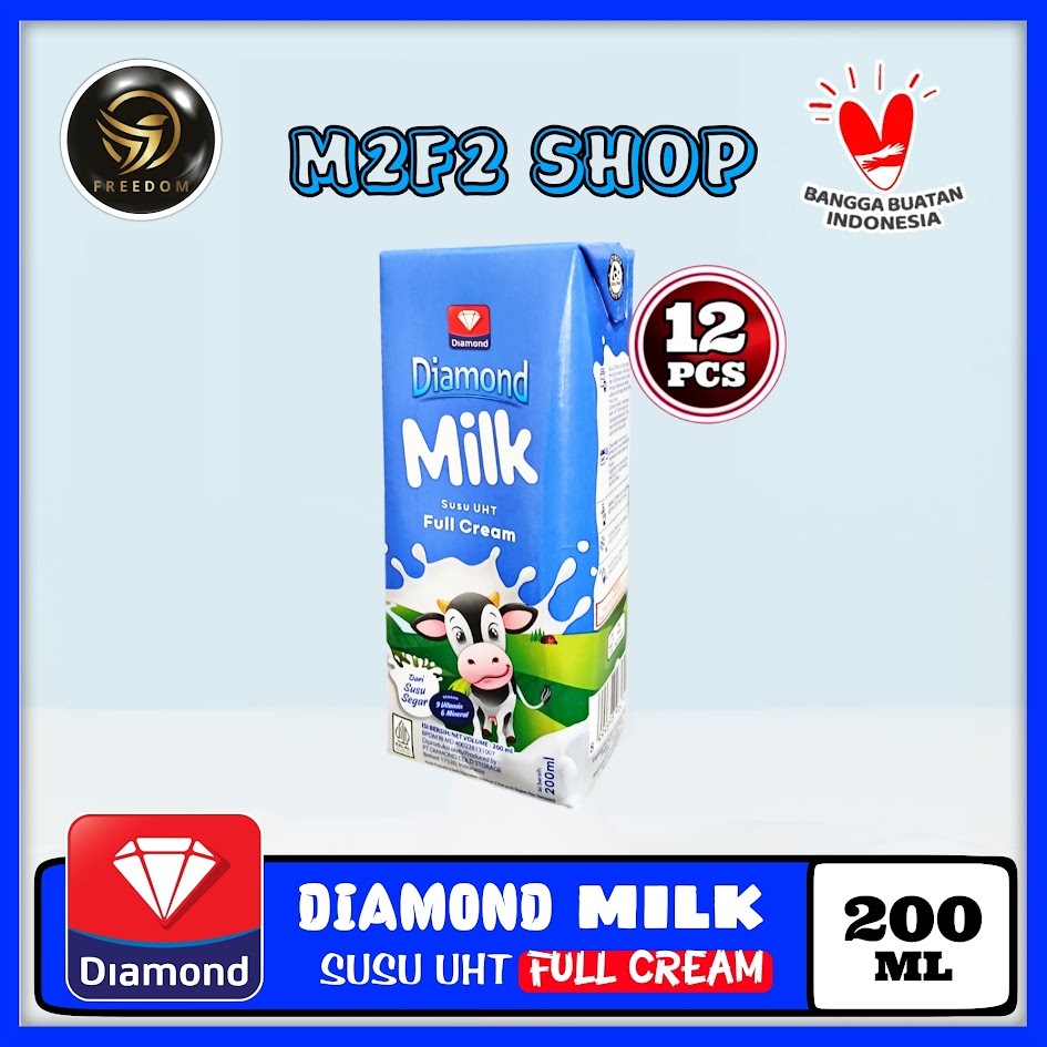 Jual DIAMOND MIlk Susu Kotak UHT Full Cream | Plain - 200 ml (Kemasan ...