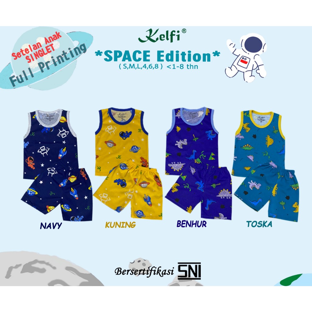Jual PROMO 12.12 KELFI SETELAN SINGLET PRINTING ANAK COWOK UNISEX USIA ...