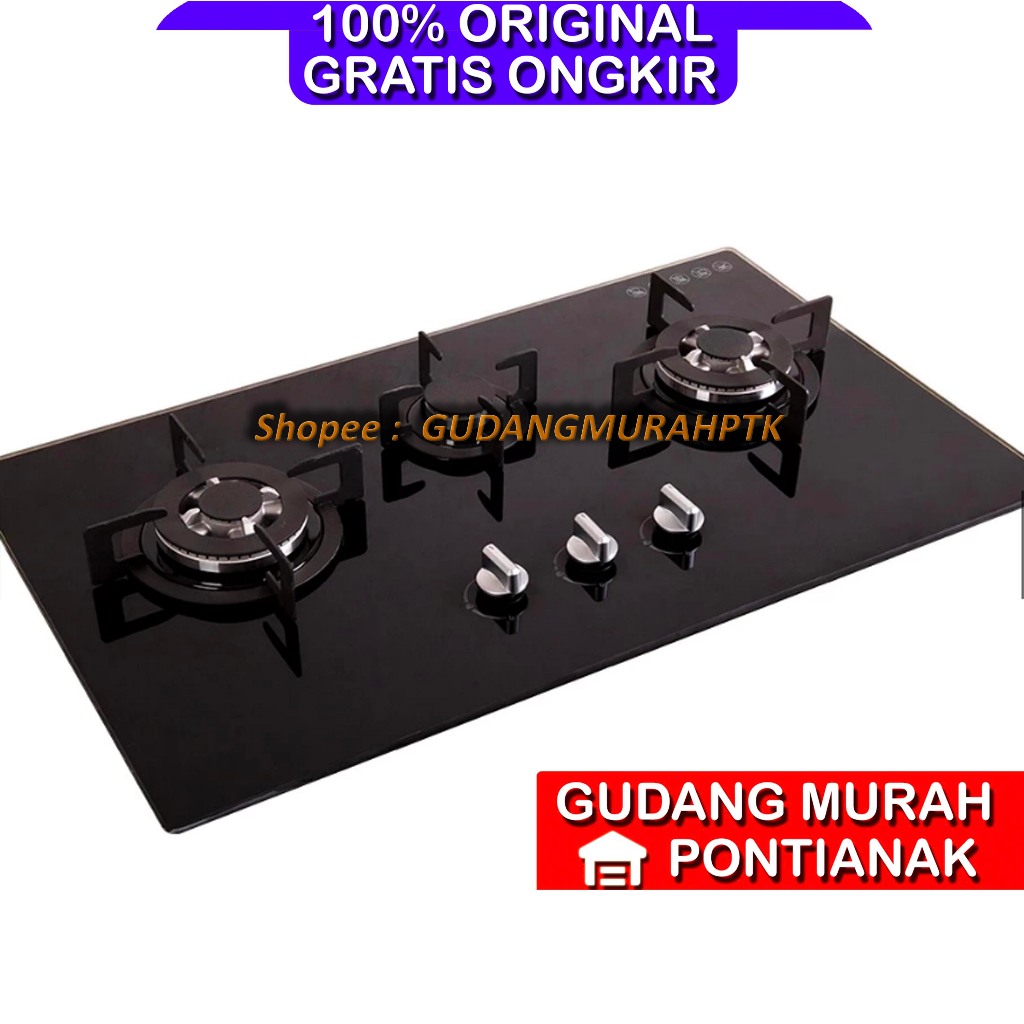 Jual Kompor Gas Tanam 3 Tungku Kaca Rinnai RB-713N (GB) 713ngb ngb TEMPPERED GLASS SCOTH MEWAH ...