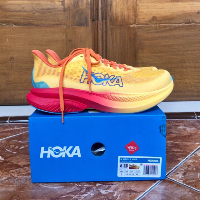 Jual Sepatu Running HOKA MACH 6 WIDE Men Running Shoes Original BNIB ...