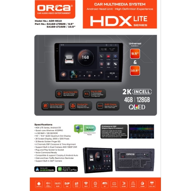 Jual Head Unit Android Orca HDX Lite 4/128GB 2K New Version | Shopee ...