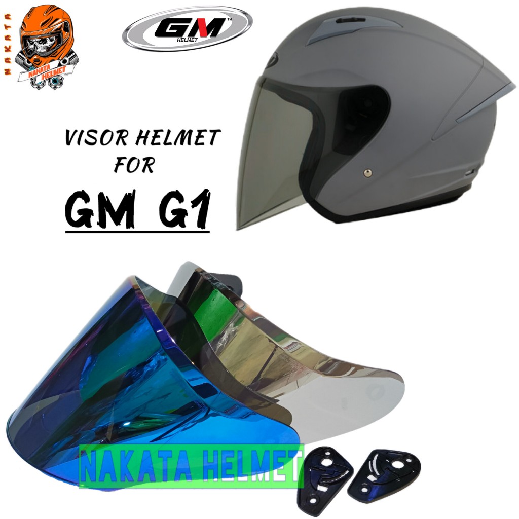 Jual Kaca helm GM G1 flat visor helmet gm g1 warna pelangi silver hitam red gold blue | Shopee ...