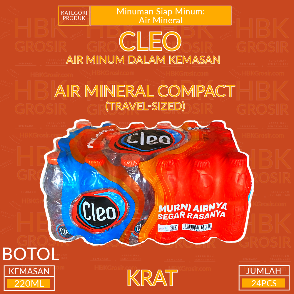 Jual Air Minum Dalam Kemasan Cleo Botol 220ML - Krat Isi 24Pcs [HBK GROSIR - Hemat Beragam ...