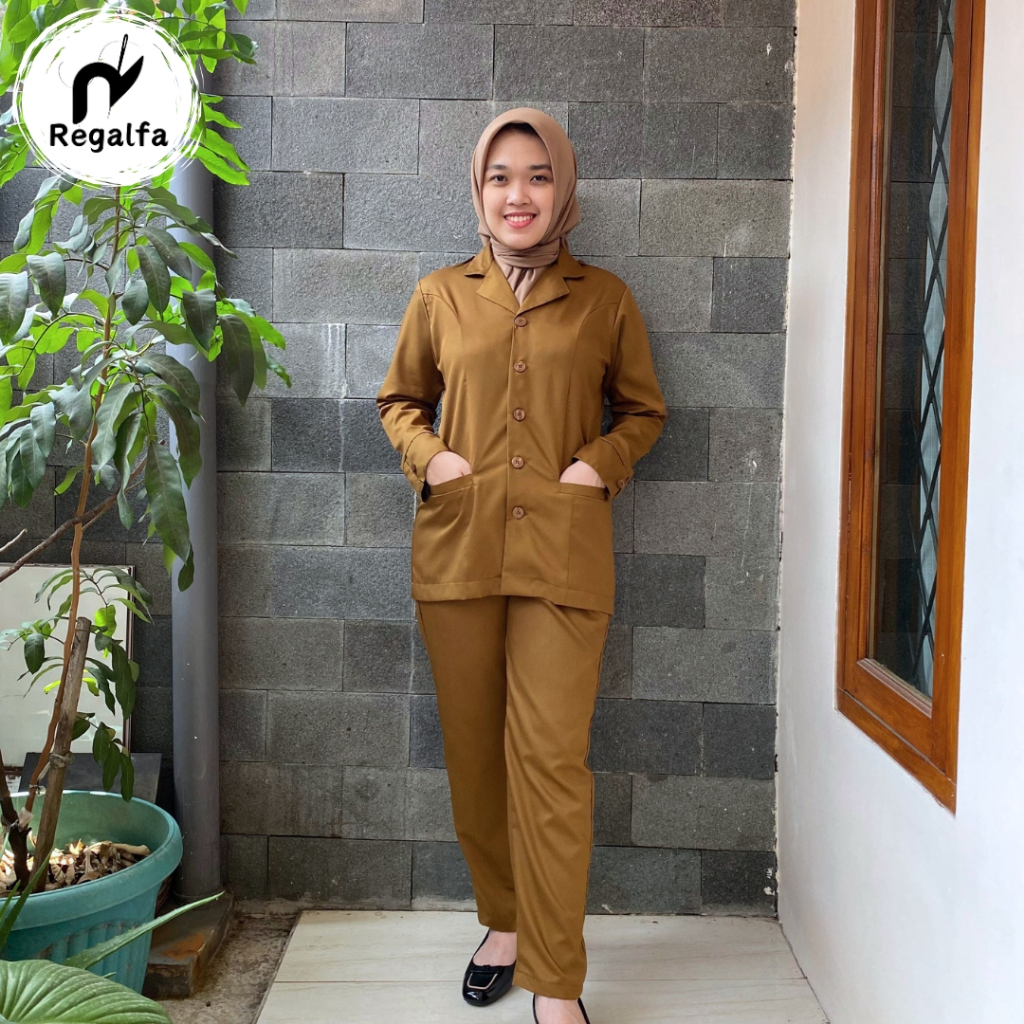 Jual Setelan Baju Seragam PDH Khaki Tua PEMDA PNS Wanita Terbaru Model ...