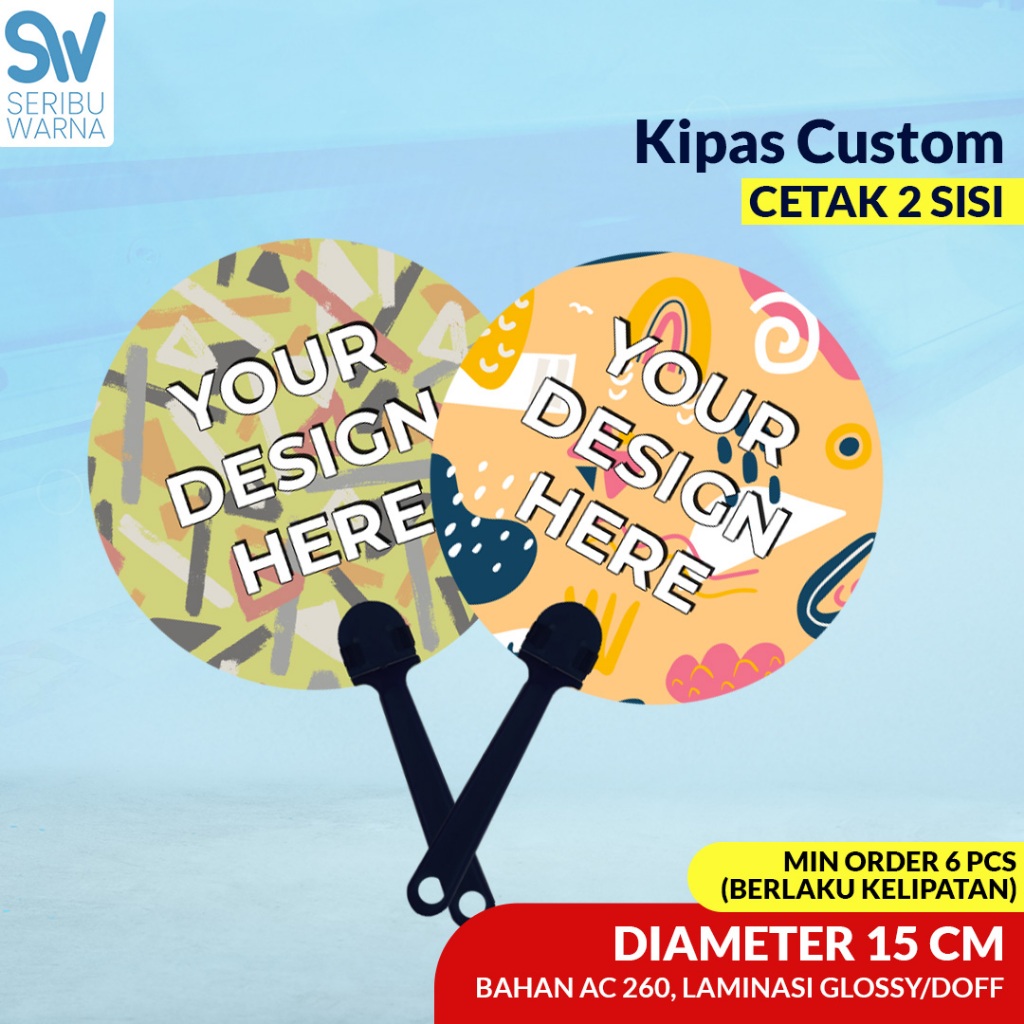 Jual Kipas Tangan Custom // Cetak 2 sisi // laminating glossy ...