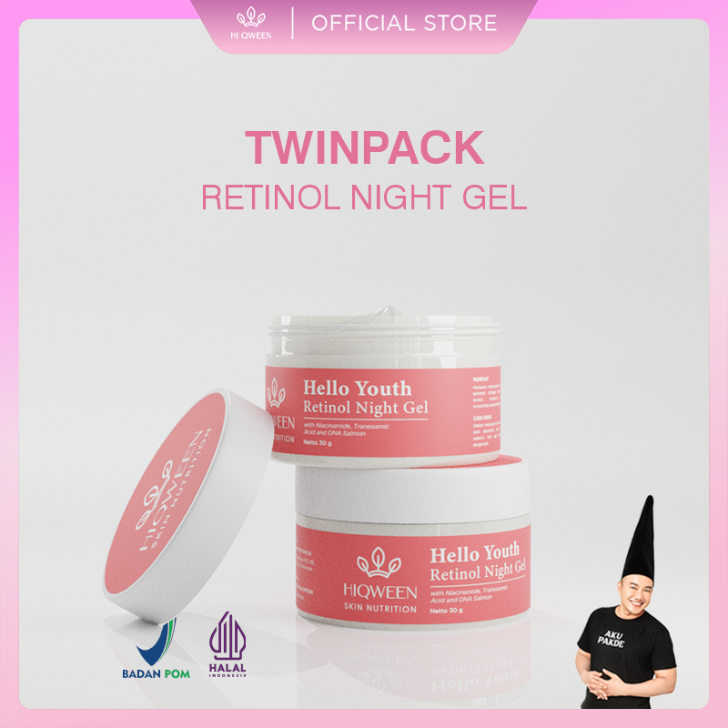 Jual Hiqween Twinpack Retinol Night Gel REFORMULA Moisturizer Mengatasi ...