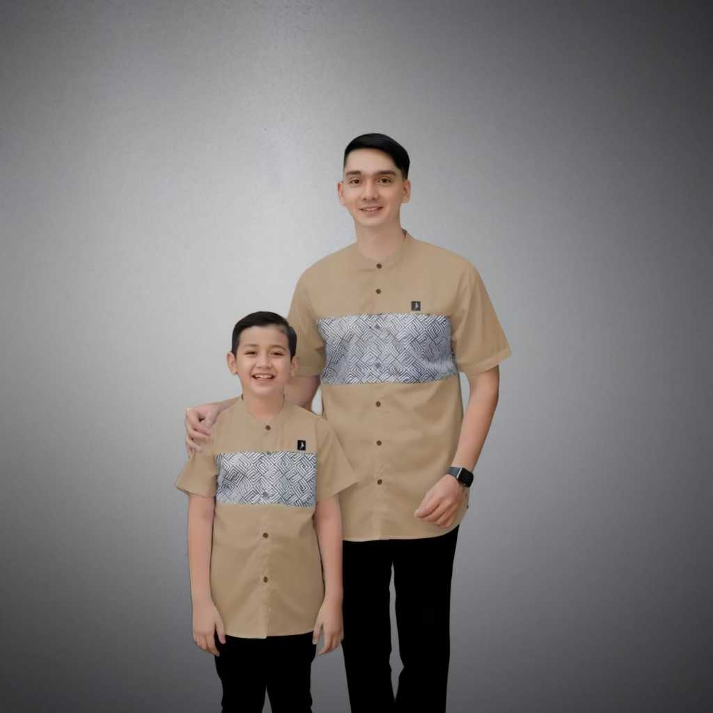 Jual Baju Koko Couple Ayah Dan Anak Laki Laki Terbaru Warna Sage Hitam Coklat Putih - Baju ...