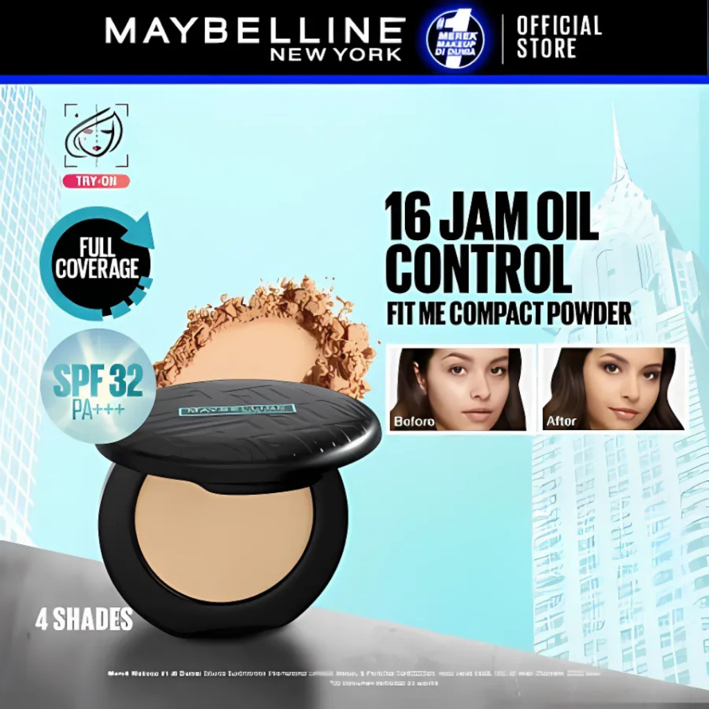 Jual MFI - Maybelline Fit Me Matte +Poreless SPF32 PA+++ Compact Powder ...