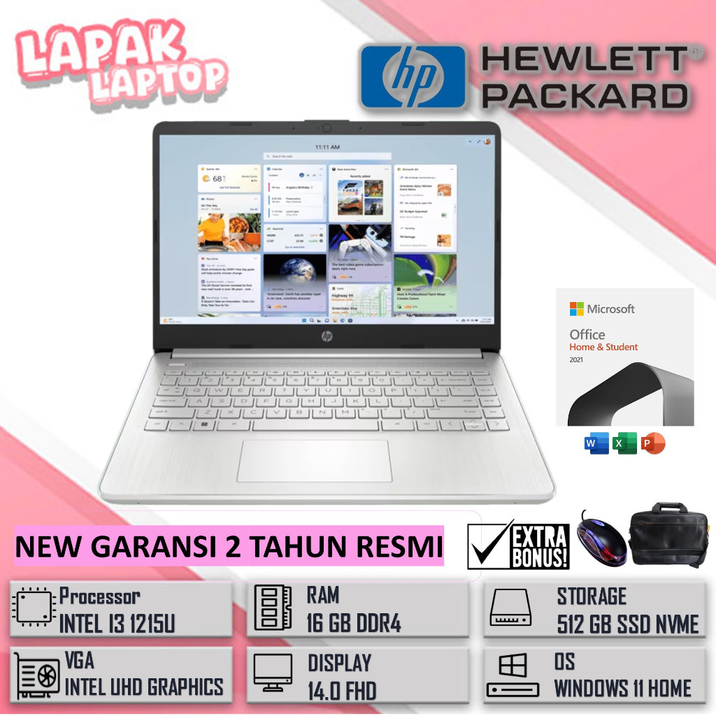 Jual Laptop HP 14s dq5567tu Intel 1215u Ram 16GB 512GB SSD Nvme Layar ...