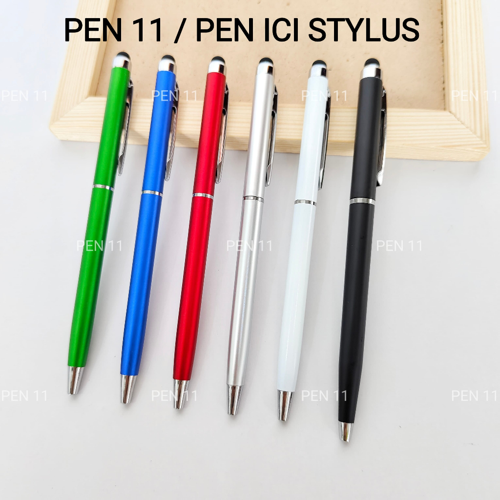 Jual Pen 11 / Pen Ici Stylus 2 in 1 / Pulpen Plastik Souvenir/ Pen ...