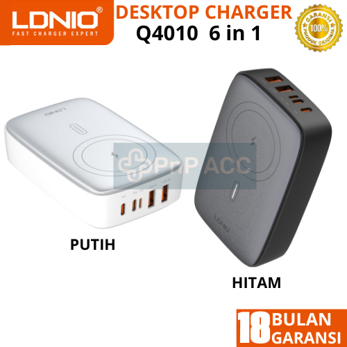 Jual LDNIO Q4010 Dekstop Charging 6 in 1 PD3 GaN 140W Wireless Charging ...