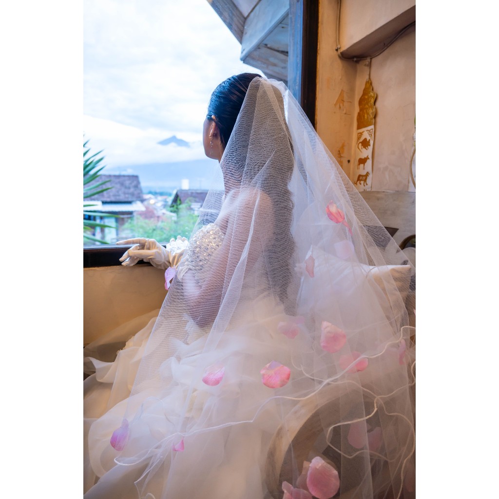 Jual SR113 Rose Petal Veil mawar 3 meter Romantic Wedding Veil dengan ...