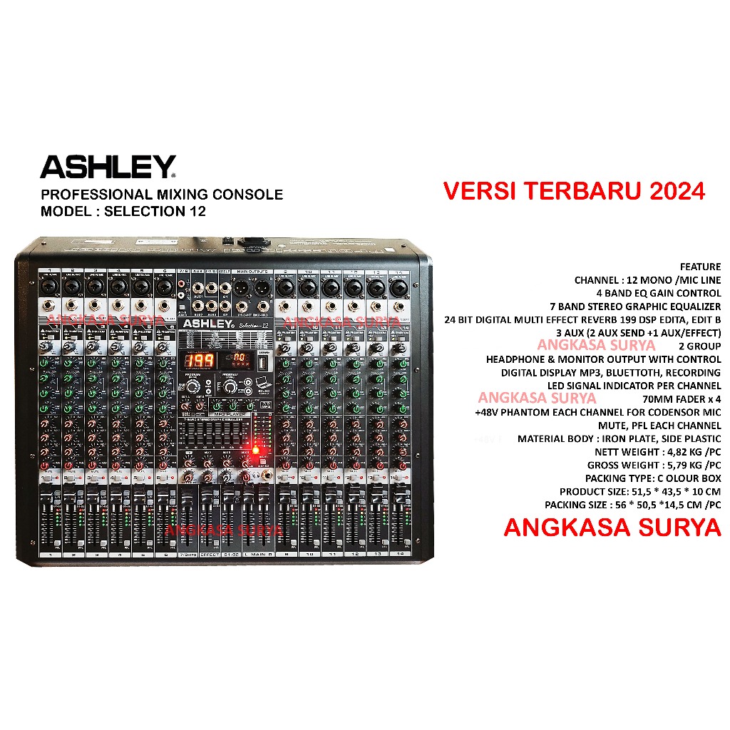 Jual Mixer Ashley Selection 12 Original / Mixer Audio 12 Channel Ashley Selection12 Effect ...