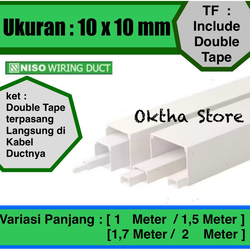 Jual KABEL DUCT DUCTING TF 10 X 10 MM TC PROTECTOR NISO TRAY + DOUBLE TAPE | Shopee Indonesia