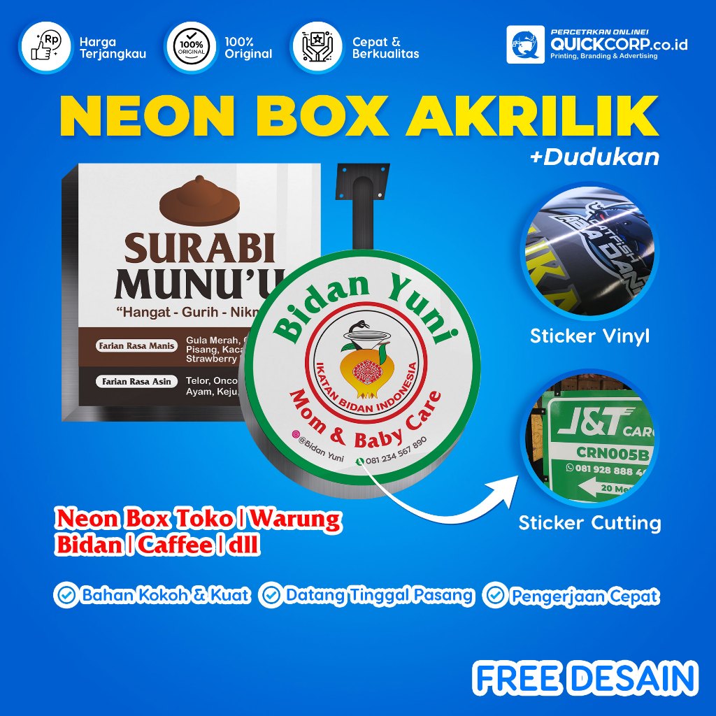 Jual Neon Box Costum Outdoor + Tiang/Dudukan - Neon Box Akrilik 2 Sisi ...