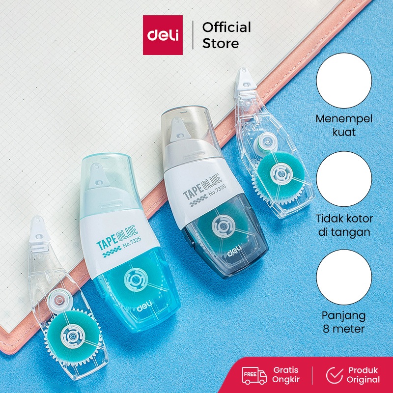 Jual Deli Adhesive Roller / Lem Kering Roll / Lem Roller 8 Meter ...