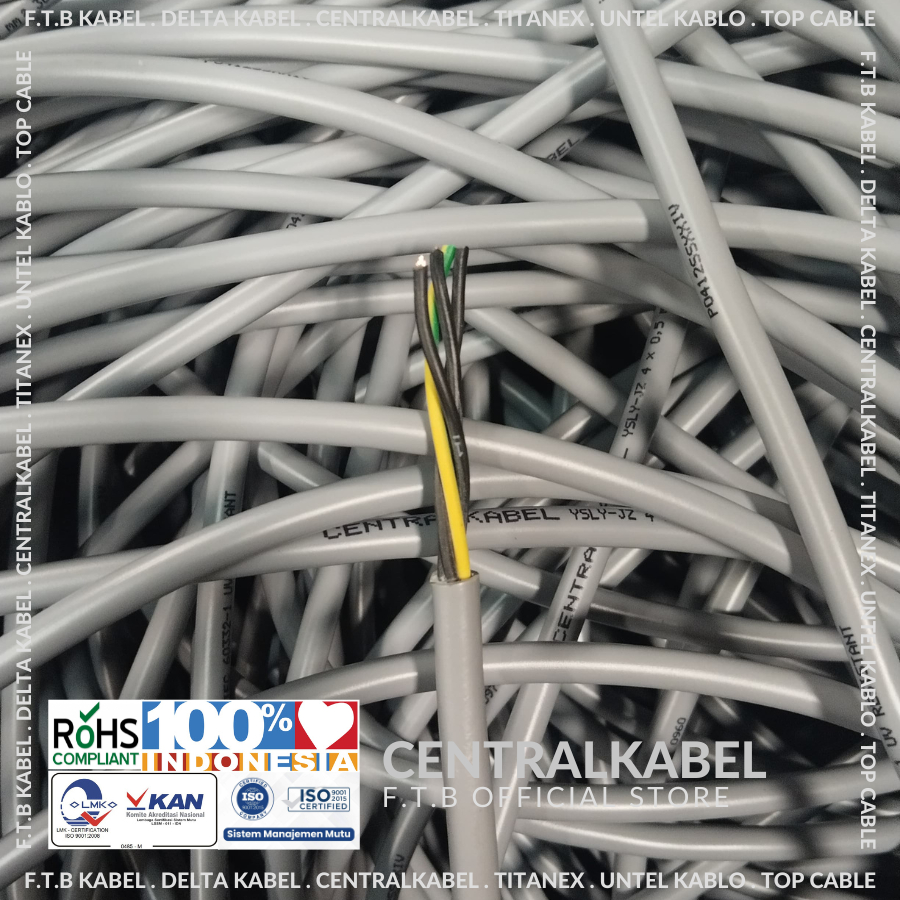 Jual YSLY-JZ 4x0,5 Sqmm 500V CentralKabel ( Delta YSLY-JZ 4x0.5mm YSLY ...