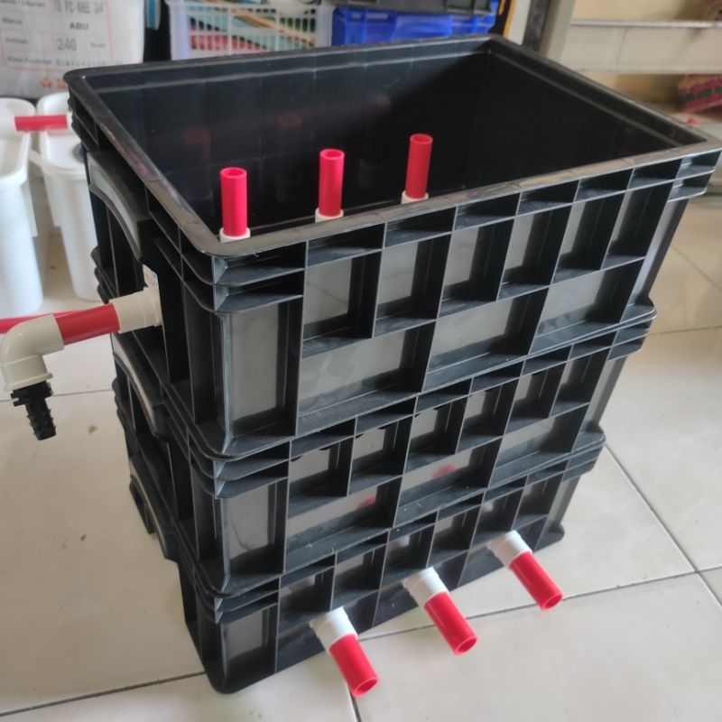 Jual trickle filter kolam ikan box filter tanpa media 3 susun filter ...