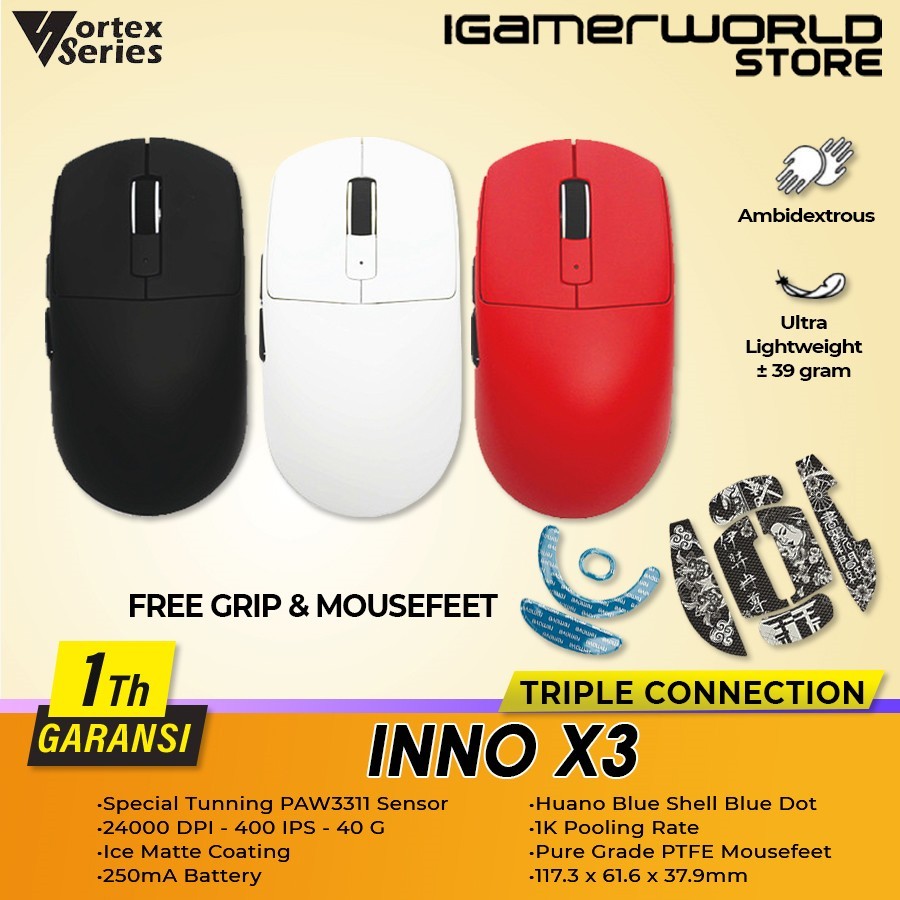 Jual VortexSeries INNO X3 Ultra Light Wireless Three Mode Gaming Mouse ...